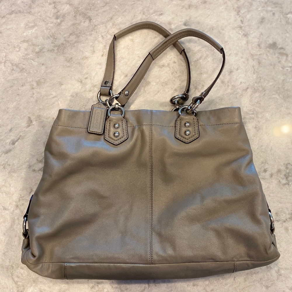 Coach Ashley Grey Leather Satchel Carryall Handbag - Gem